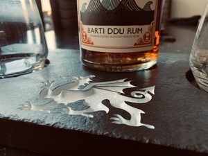 Barti Ddu Rum Tray Made from Welsh Slate | Slate Wine Racks